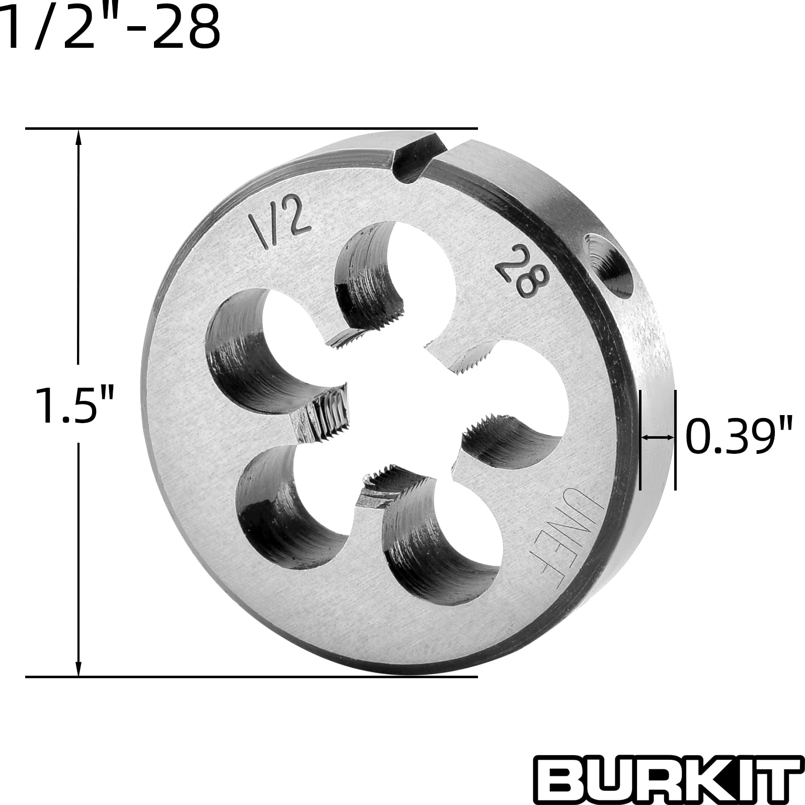 Burkit 1/2"-28 UNEF Tap and Die Set, Right Hand 1/2 x 28 HSS Machine Thread Tap Die Set