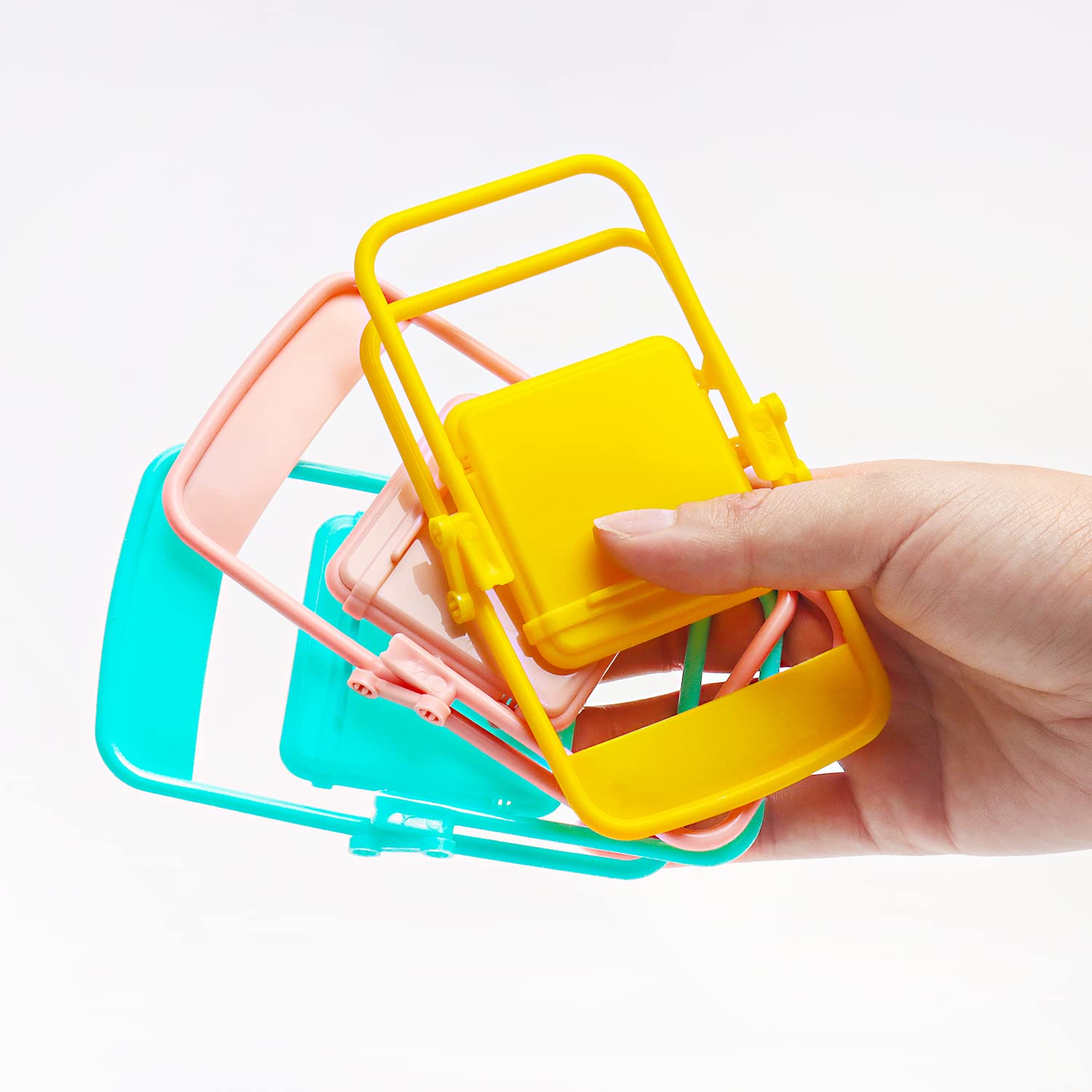 Bbiamsleep 9 Pcs 1:6 Scale Colorful Miniature Chair Miniature Folding Chairs Miniature Plastic Chair Mini Furniture Accessories(Random Color)