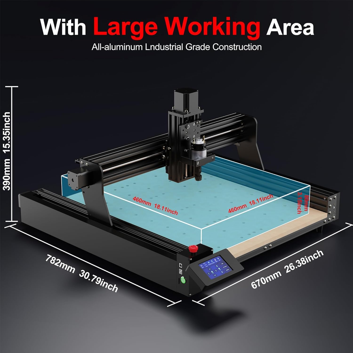 CNC Router Machine, 3-Axis All-Metal CNC Machine TTC450 Working Area 18.1 x 18.1 x 3.1inch for Engraving, Cutting MDF, Acrylic, Solid Wood, Nylon, PCB, Carbon Fiberboard, etc