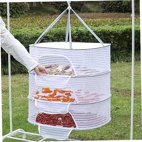 CurcKua Herb Drying Rack Herb Dryer Net 3 Layers Collapsible Mesh Hanging Clothes Drying Racks with Zip Windproof Hook 94x60x40cm Breathable Drying Rack