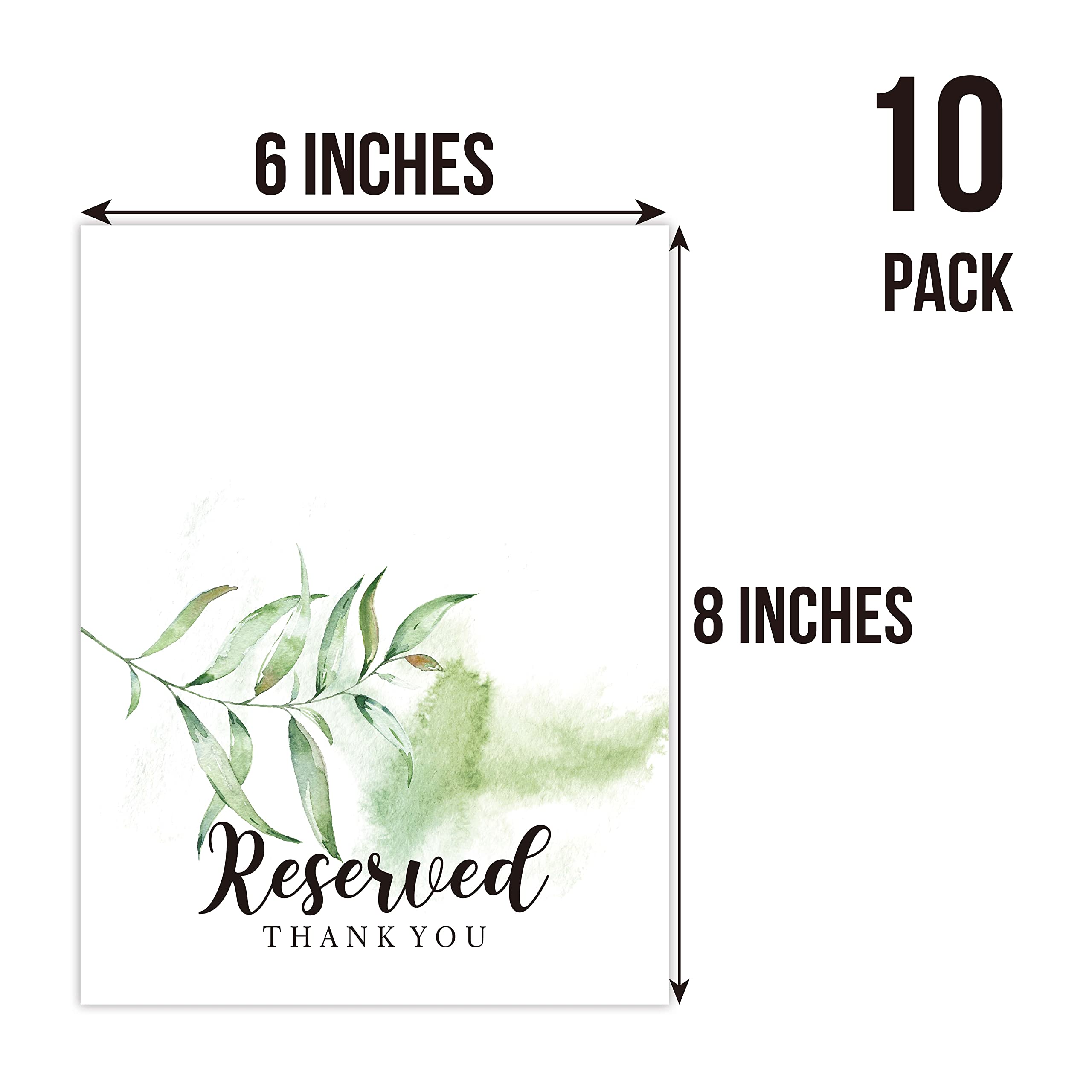 Reserved Table Tent Card, Reserved Table Signs, Table Reserved Signs, Greenery Tented Table Place Cards for Weddings, Parties, Restaurants and Celebrations, 10 Pack, 4"x6"