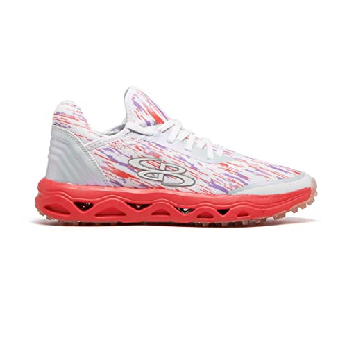 Boombah Women's Raptor SE Luminary Burst Turf Pearl/Hot Coral/White - Size 8.5