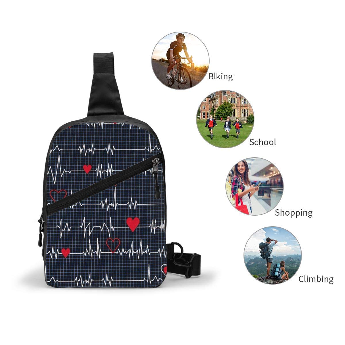 BCYYY Calling All Nurses Heart Beat Sling Backpack Foldable Waterproof Chest Bag Crossbody Shoulder Daypack