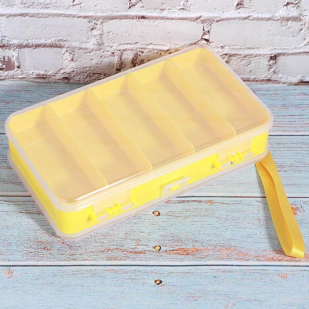 AUHX Fishing Tackle Box, Double Sided ABS Plastic Fishing Accessories Box Case for Hooks for Baits for Terminals for Beads