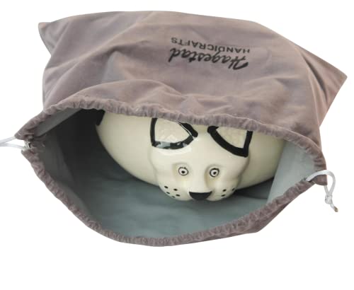 Ceramic Yarn Bowl Large 7in x 4in for Knitting and Crocheting with Free Travel Pouch and Crochet Hooks