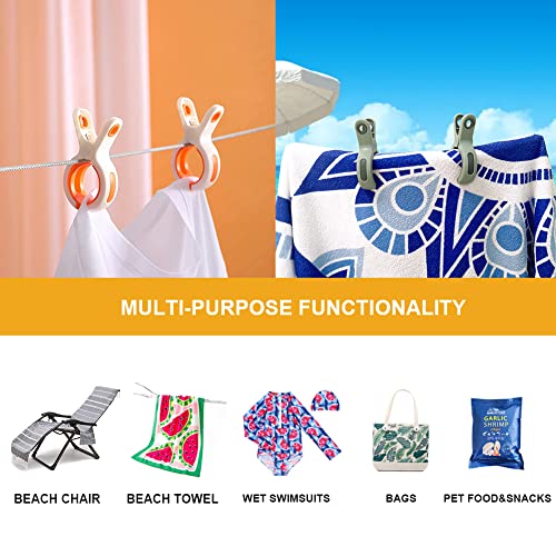 Kirmoo Beach Towel Clips for Beach, Pool & Cruise Chairs 8 Pack Large Plastic Windproof Clothes Pins Quilt Blanket Clip Holders (White and Green)