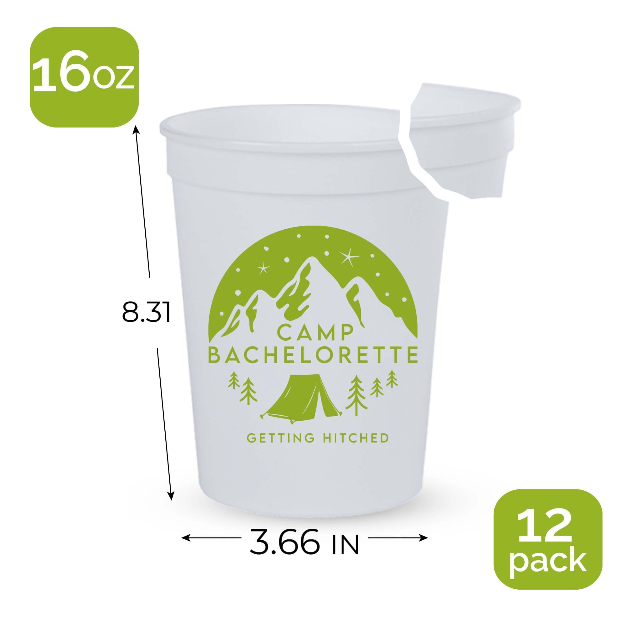 Camp Bachelorette Decorations, Bridal Party Gifts, 12 Pcs Bachelorette Cups, 1 Getting Hitched and 11 Getting Lit Bachelorette Party Cups, Camping Bachelorette Party Decorations