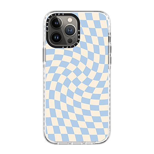 CASETiFY Impact iPhone 13 Pro Max Case [6.6ft Drop Protection] - Check II - Baby Blue Twist - Clear Frost