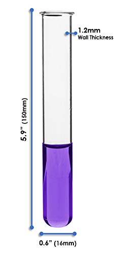 EISCO 48PK Test Tubes, 20ml - Borosilicate 3.3 Glass - 1.2mm Thick Walls, Beaded Rim - Superior Heat & Chemical Durability - 5.9" Tall, 0.7" Diameter