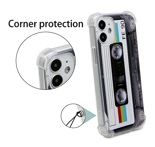 FAteamll Case for iPhone 12 Mini, Matte Finish Heavy Duty Soft Back Cover with Reinforced Corners TPU Soft Bumper Retro Cassette Tape Case Compatible with iPhone 12 Mini 5.4 Inch 2020 Released