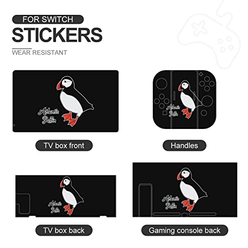 Bird Atlantic Puffin Cute Skin Decal Stickers Compatible with Switch Protective Faceplate Full Set Console