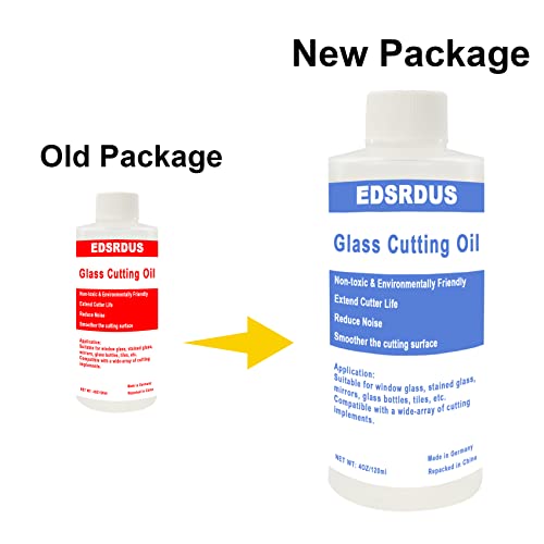 EDSRDUS Glass Cutting Oil for Cutting Glass, Stained Glass, Glass Bottles with Precision top Suitable for All Glass Cutting Tools 4OZ