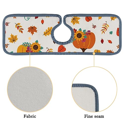 Kitchen Faucet Mat Splash Guard 3 Pieces Autumn Orange Pumpkins Sunflowers Absorbent Faucet Sink for Bathroom Counter,Faucet Counter Water Stains Preventer Drip Catcher