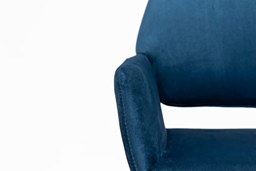 EEBUIHUI Modern Dining Room Living Room Accent Arm Chairs Club Guest with Solid Wood Legs Velet Fabric Upholstered Side Dining Chair for Living Room Dining Room Kitchen (Blue)