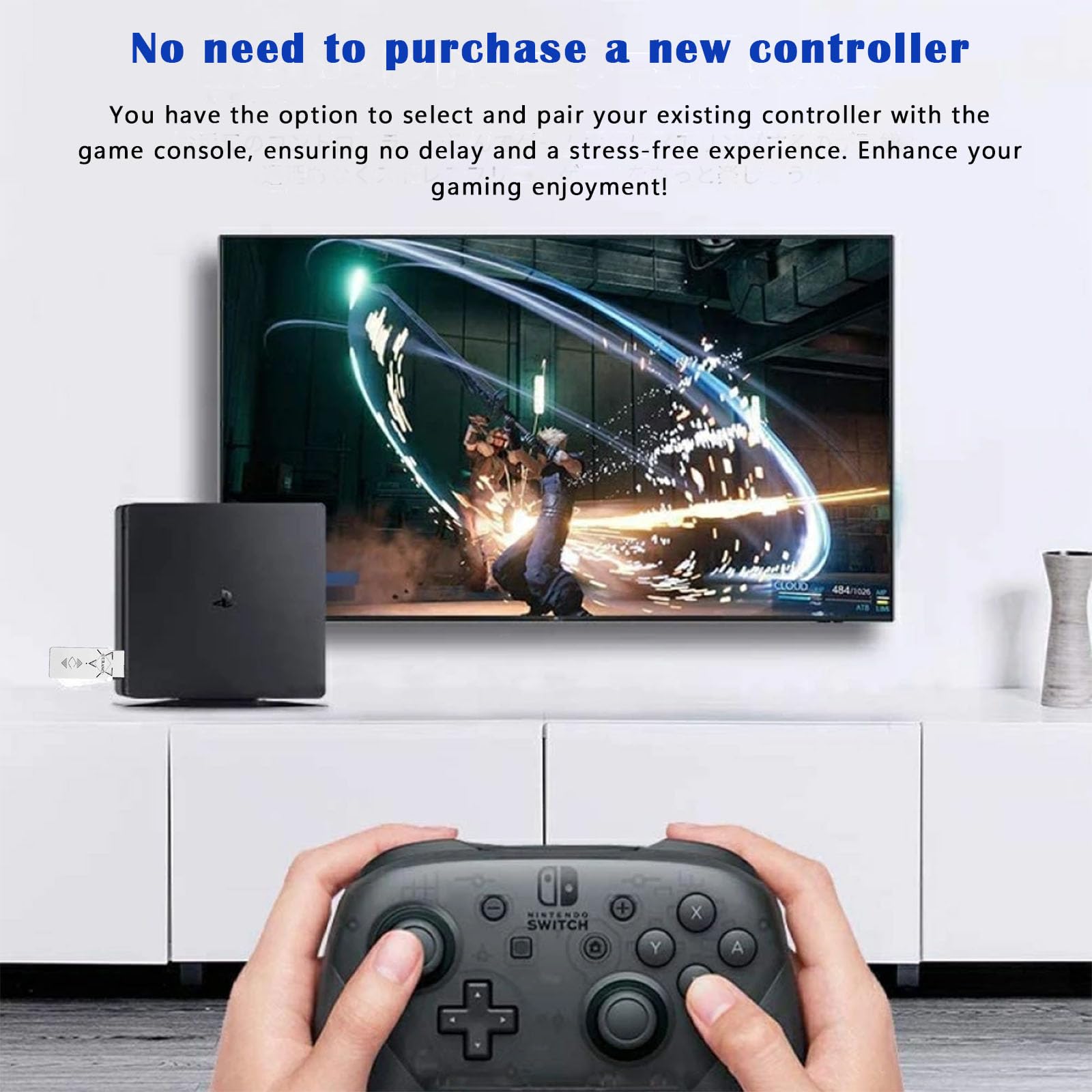 Ourano Xbox Wireless Adapter Compatible with PS4/ Xbox Series X/Xbox Series S/Xbox One/Elite Series 2/ Switch Pro Controller for PS4/Switch/Windows