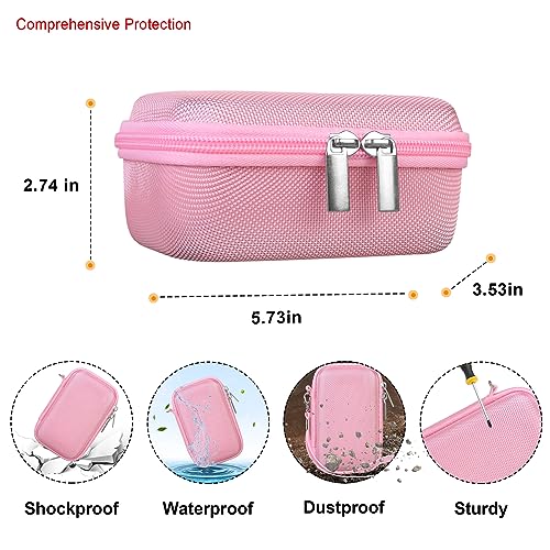 Elonbo Carrying Case for Makeid Label Maker Machine, Makeid L1 Portable Bluetooth Label Printer Handheld Label Printer Storage Holder Bag, Extra Mesh Pocket Fits Label Paper Cable, Pink