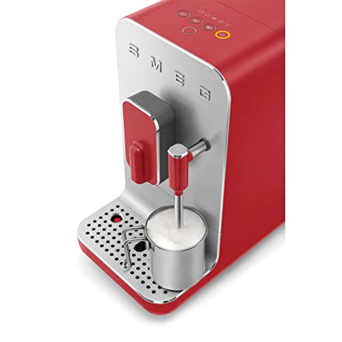 Smeg Fully Automatic Coffee Machine with Steam, Black BCC02RDMUS, Whole Bean Grinder and Titan Renew Water Tank