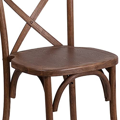 EMMA + OLIVER Stackable Pecan Wood Cross Back Chair