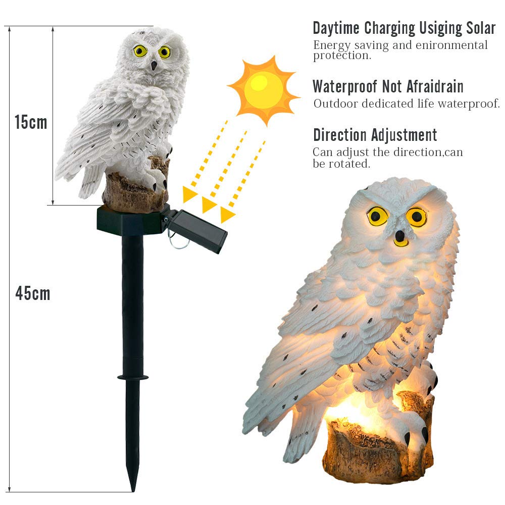 Outdoor Garden Solar Lights Decorative Resin Owl Solar Waterproof LED Lights with Stake for Garden,Lawn,Pathway,Yard Decorations