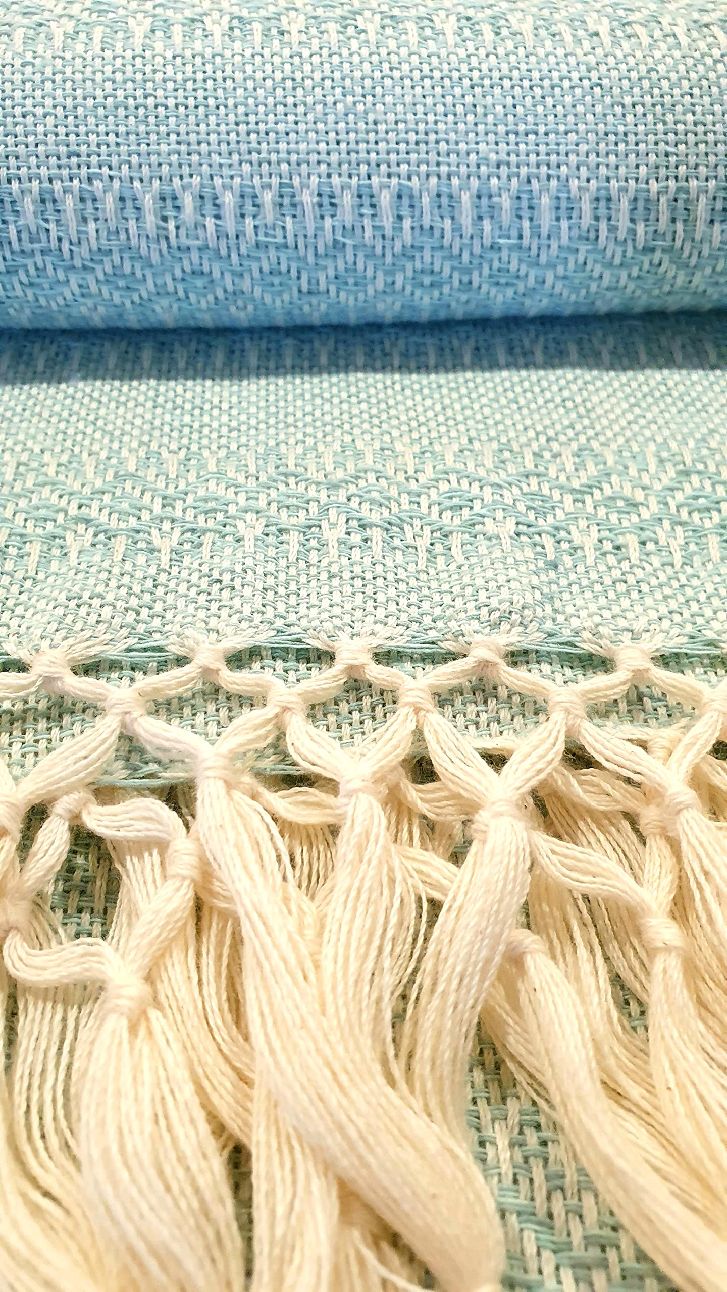 ALKIMIA INC Mexican Handmade Cotton Rebozo Shawl (Turquoise)