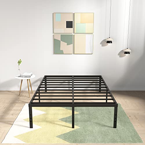 DiaOutro 18 Inch California King Bed Frames Heavy Duty Metal Platform No Box Spring Needed, Maximum Storage, Easy to Assembly, Noise Free, Black