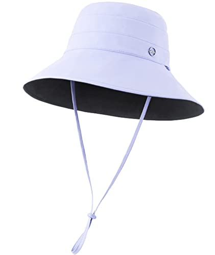 BENEUNDER Women Bucket Hat Packable Reversible Fishing Hiking Travel Sun Hat (Purple+Black)
