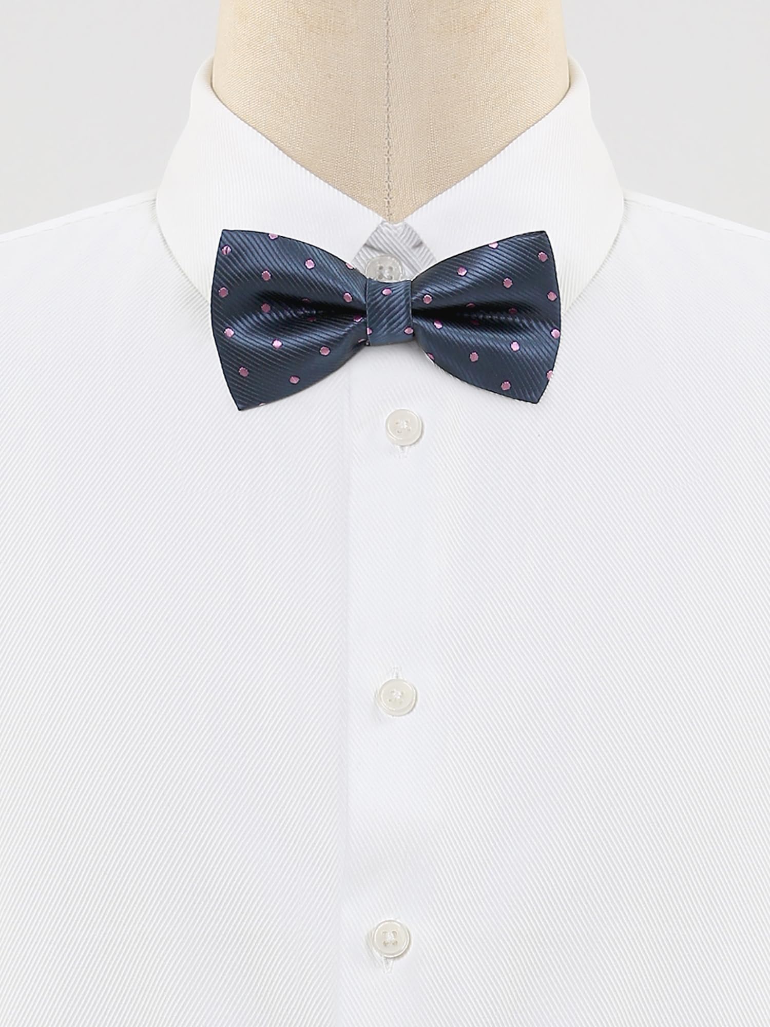 Allegra K Men's Pre-Tied Adjustable Polka Dots Neck Ties Tuxedo Work Party Prom Bowtie One Size Navy Blue Pink