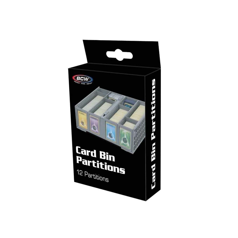 BCW Collectible Card Bin Partitions -Gray | Dividers for BCW Card Bins & 6 Drawer Card Catalog | Divide and Organize Your Trading Card Collection | Visible Sections, Adhesive Label-Friendly