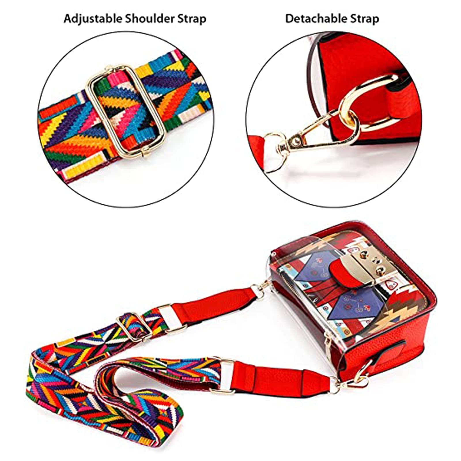 mothgel Women Mini Transparent PVC Plastic Crossbody Summer Durable Shoulder Bag (Red)