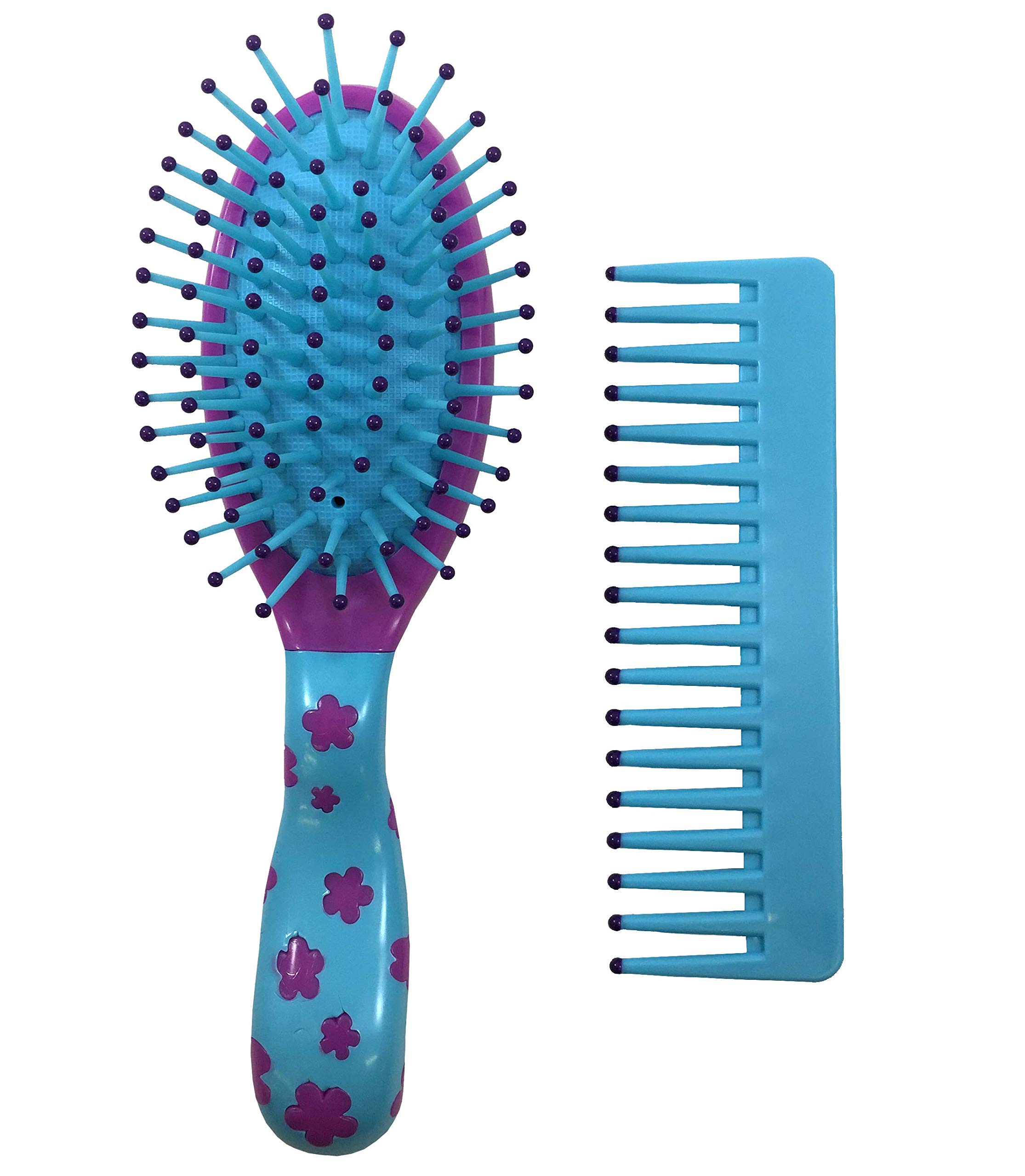 Scunci 2-Piece Girl Set Cushion Brush and Comb in Assorted Colors (1-Pack)