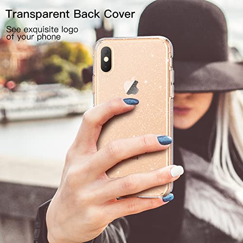 JETech Glitter Case for iPhone Xs and iPhone X, 5.8-Inch, Bling Sparkle Shockproof Phone Bumper Cover, Cute Sparkly for Women and Girls (Clear)