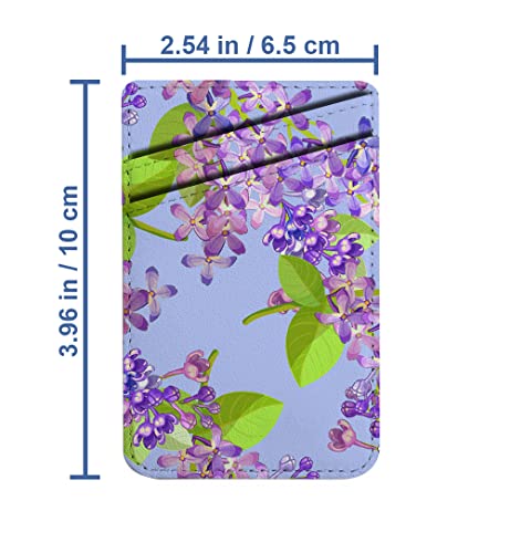 Diascia Pack of 2 - Cellphone Stick on Leather Cardholder ( Lilac Branch Flowers Pattern Pattern ) ID Credit Card Pouch Wallet Pocket Sleeve