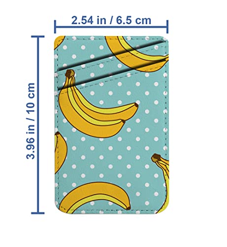Diascia Pack of 2 - Cellphone Stick on Leather Cardholder ( Sweet Bananas Polka Dots Pattern Pattern ) ID Credit Card Pouch Wallet Pocket Sleeve