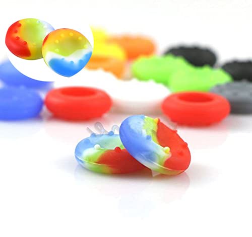 MauSong 20 Pieces Silicone Thumb Grips Caps Thumb Stick Protect Cover Replacement Parts Compatible with Xbox One, PS4 Controllers, Multi-Color