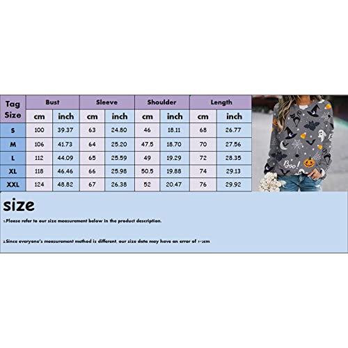 Halloween Shirts for Women Vintage Womens Halloween Print O Neck Sweatshirt Pumpkin Fit Pullover Tops Casual Long Sleeve Workout Shirts Loose Blouse