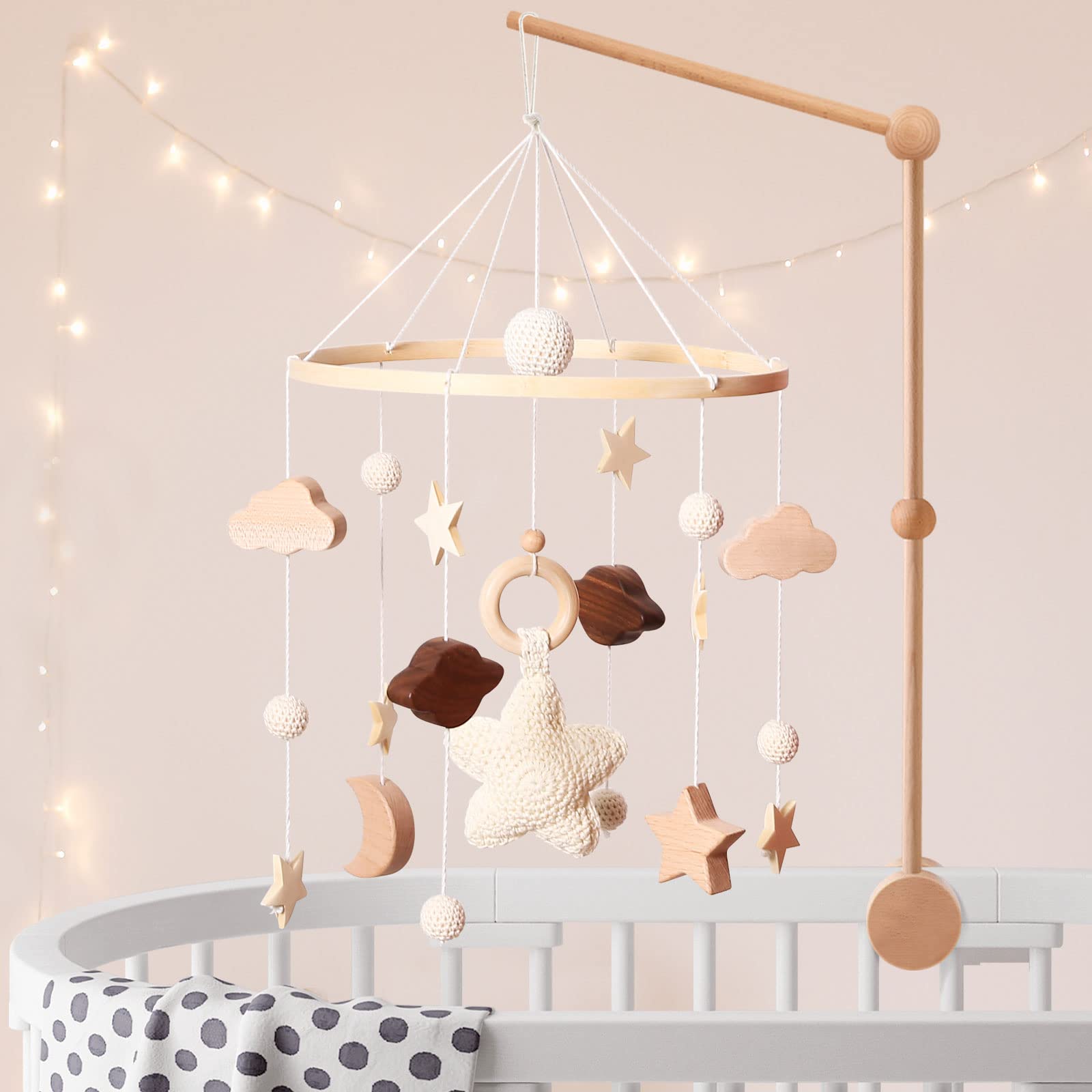 Boho Baby Mobile,Mobile for Crib,Neutral Baby Crib Mobile,Boho Nursery Decor,Handmade Baby Mobile,Boho Crib Mobile Kids Room Nursery DecorďźArm Not Includedďź