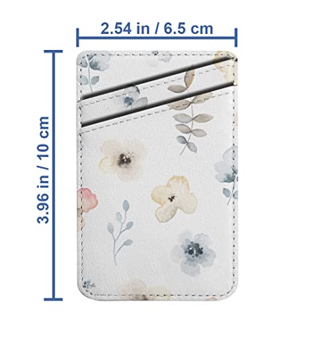 Diascia Pack of 2 - Cellphone Stick on Leather Cardholder ( Gentle Floral Flowers Pattern Pattern ) ID Credit Card Pouch Wallet Pocket Sleeve