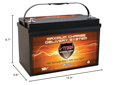 VMAX MR137-120 12V 120Ah AGM Deep Cycle Marine Battery compatible with Minn Kota Terrova 55 12v 55lb Trolling Motor