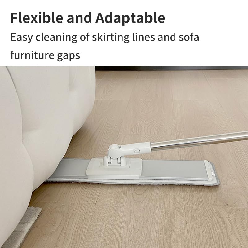 CQT Commercial Flat Microfiber Floor Mop Cleaning System 20" Inch Wet Dry and Dust Hardwood with 4 Washable Pads Cleaner for Laminate Tile Stainless Steel Handle and Extension (PT15 New)