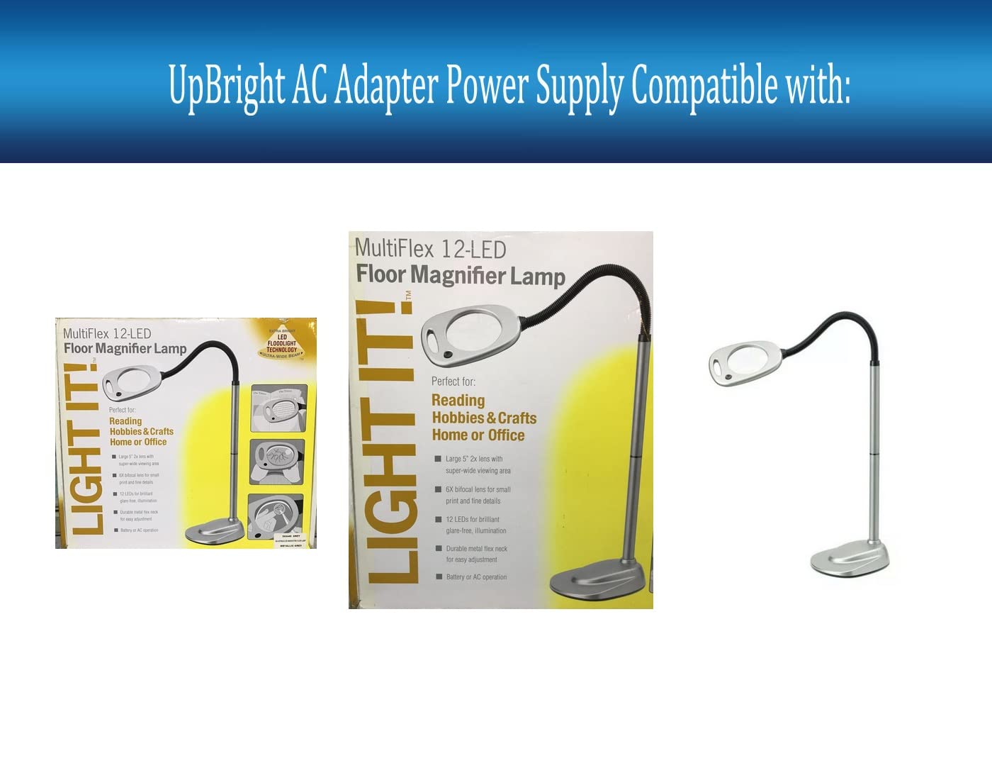 UpBright 4V - 5V AC/DC Adapter Compatible with Fulcrum 20072-401 20072401 Light IT! MultiFlex 12-LED Floor Magnifier Lamp MKS-0400400 MKS0400400 4VDC 400mA DC4V 0.4A 4.0V - 5.0V Power Supply Charger