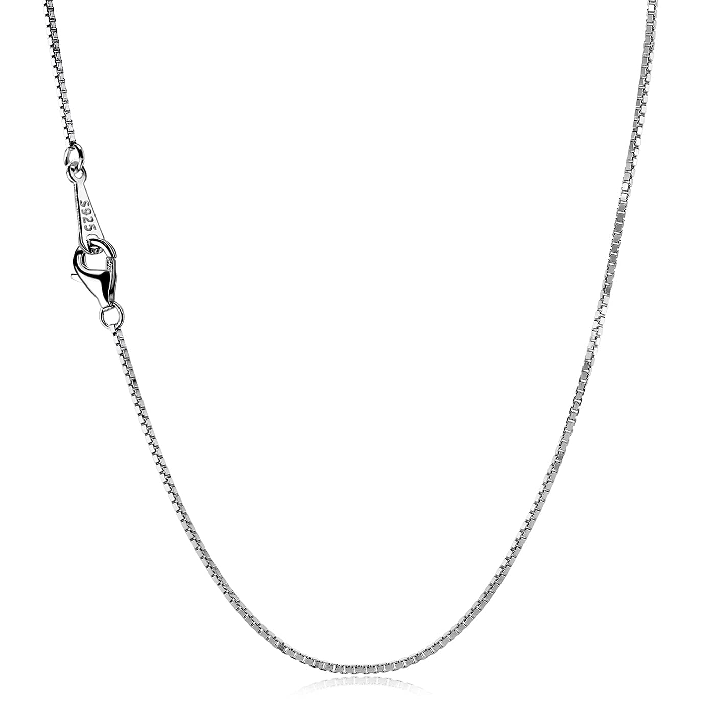 AllenCOCO Mens Silver Chain, 925 Sterling Silver Necklace for Women, 16 18 20 Inch Box Chain, Dainty Pure Silver Jewelry Gift