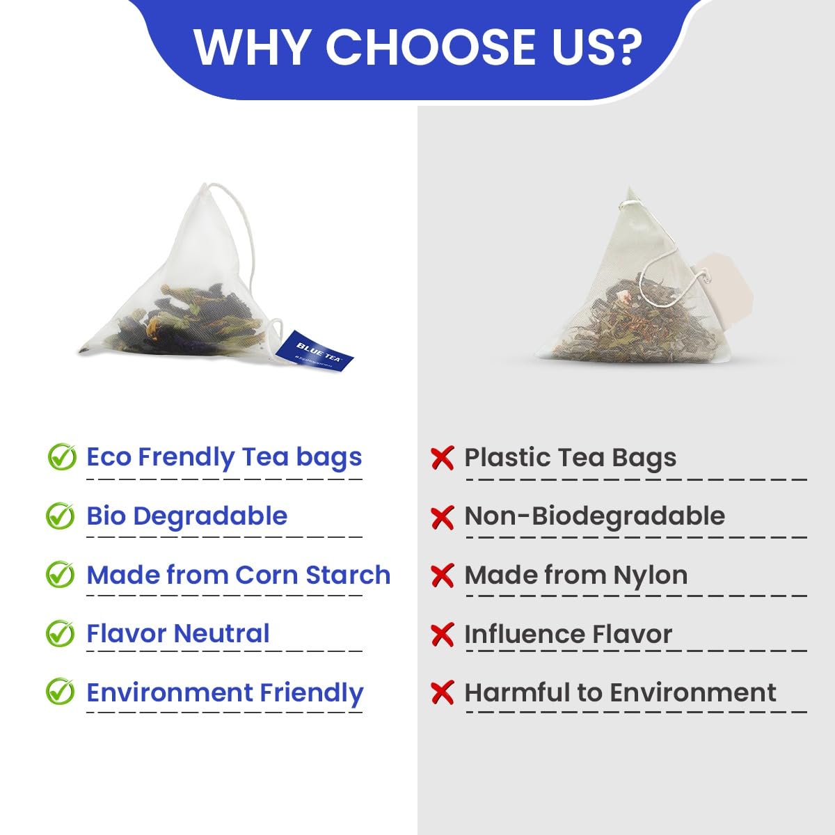 BLUE TEA - Indian Chai Masala - 12 Teabags | Ginger, Cinnamon, Cardamom | Caffeine Free - Gluten Free | Direct From Source - Plant-Based Biodegradable Tea Bag | For Gift - Anniversary, Birthday