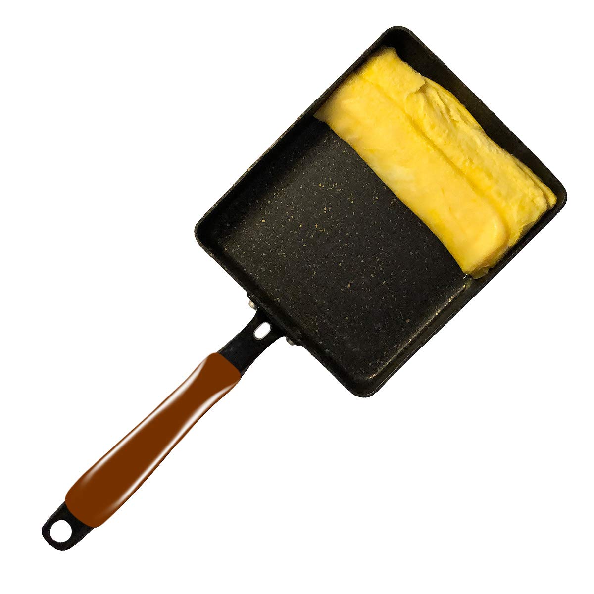 Artcome Japanese Omelette Pan Non stick Coating Tamagoyaki Egg Pan with Tamagoyaki Plate, Silicone Spatula & Brush, 7" x 6" (Black)