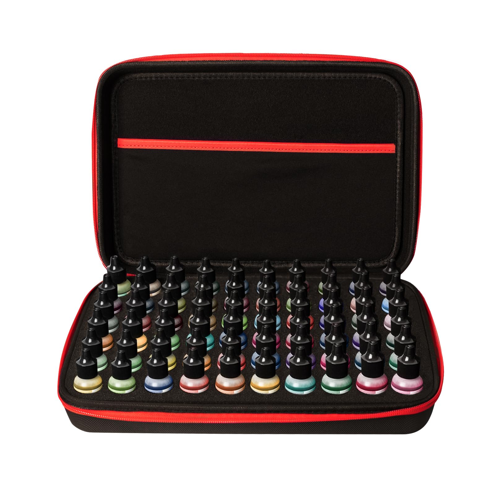 ZORETCO Alcohol Ink Storage Case,60 Bottles Miniature Paint Organizer with Foam Bases and Inner Storage Pocket (Ink not Included)