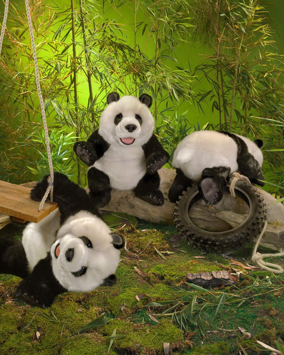 Giant Panda Cub hand puppet, Black, White