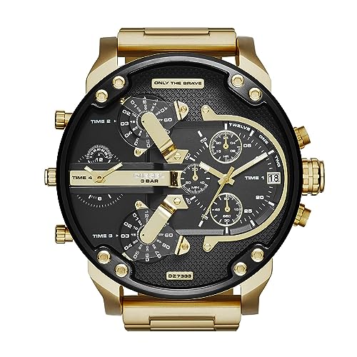 Diesel Men's 57mm Mr. Daddy 2.0 Quartz Stainless Steel Chronograph Watch, Color: Black, Gold (Model: DZ7333)