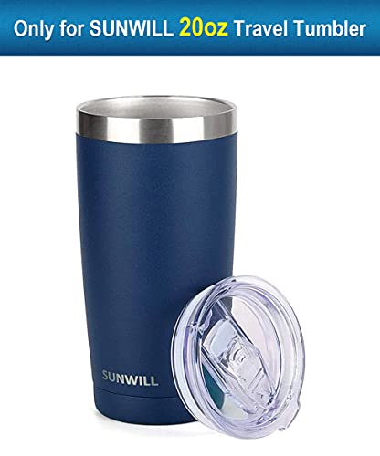 Lid for SUNWILL 20oz Travel Tumblers Only, Spill Proof Lid, Splash Resistant Silicone Sliding Covers Replacement 2 Pack, Straw Friendly, BPA Free