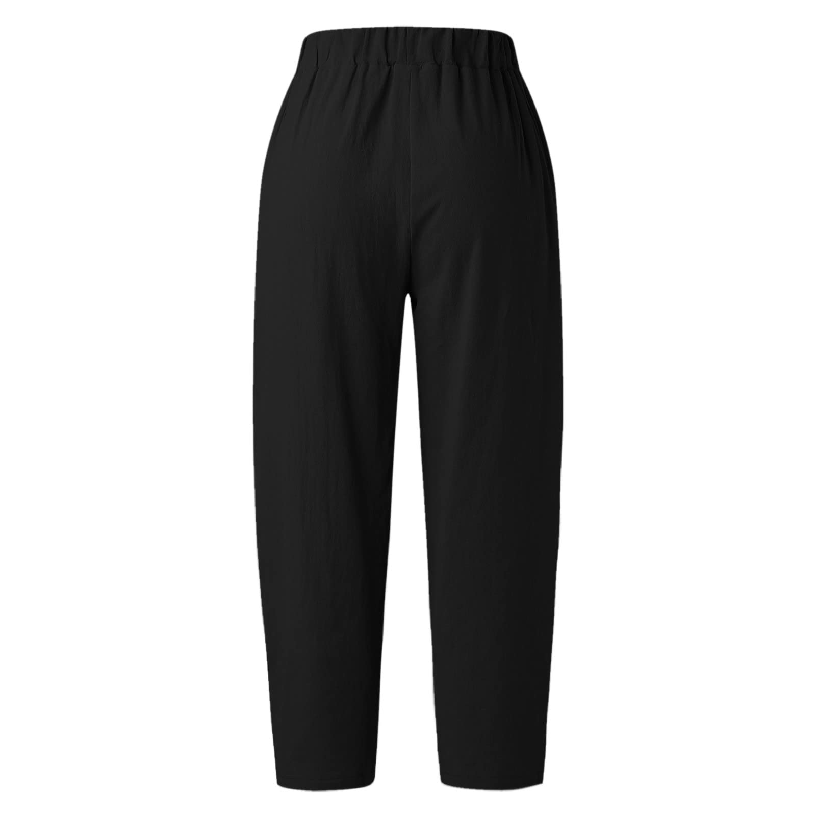 Boho Pants Loose Women's Pants（Chain） Casual Sport Small-Legged Monochromatic Halon Pants Rain Pants D-Black