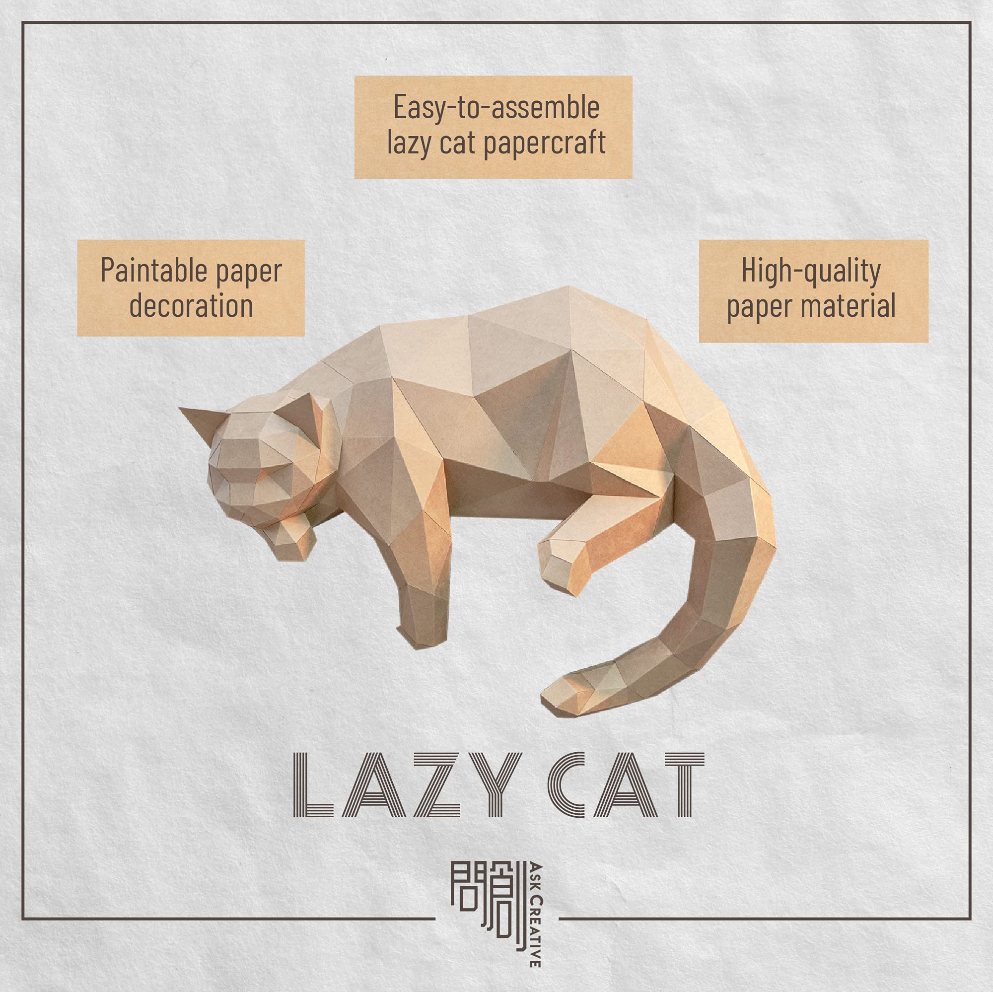 Mayde AskCreative 3D Puzzle Art DIY Animal Craft Kit - DIY Papercraft Kits for Adults and Kids (Teardrop Hanging Cat)