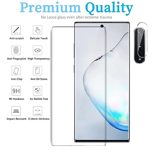 BANDQ 3 Pack for Samsung Galaxy Note 10 Screen Protector, 1 Pack Camera Lens Protector,3D Glass 9H Scratch-Resistant HD Clear Tempered Glass Screen Protector for Galaxy Note 10 Screen Protector